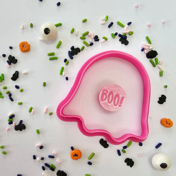 Small Ghost Cookie Cutter & Boo Stamp - Cookie Cutter Shop Australia